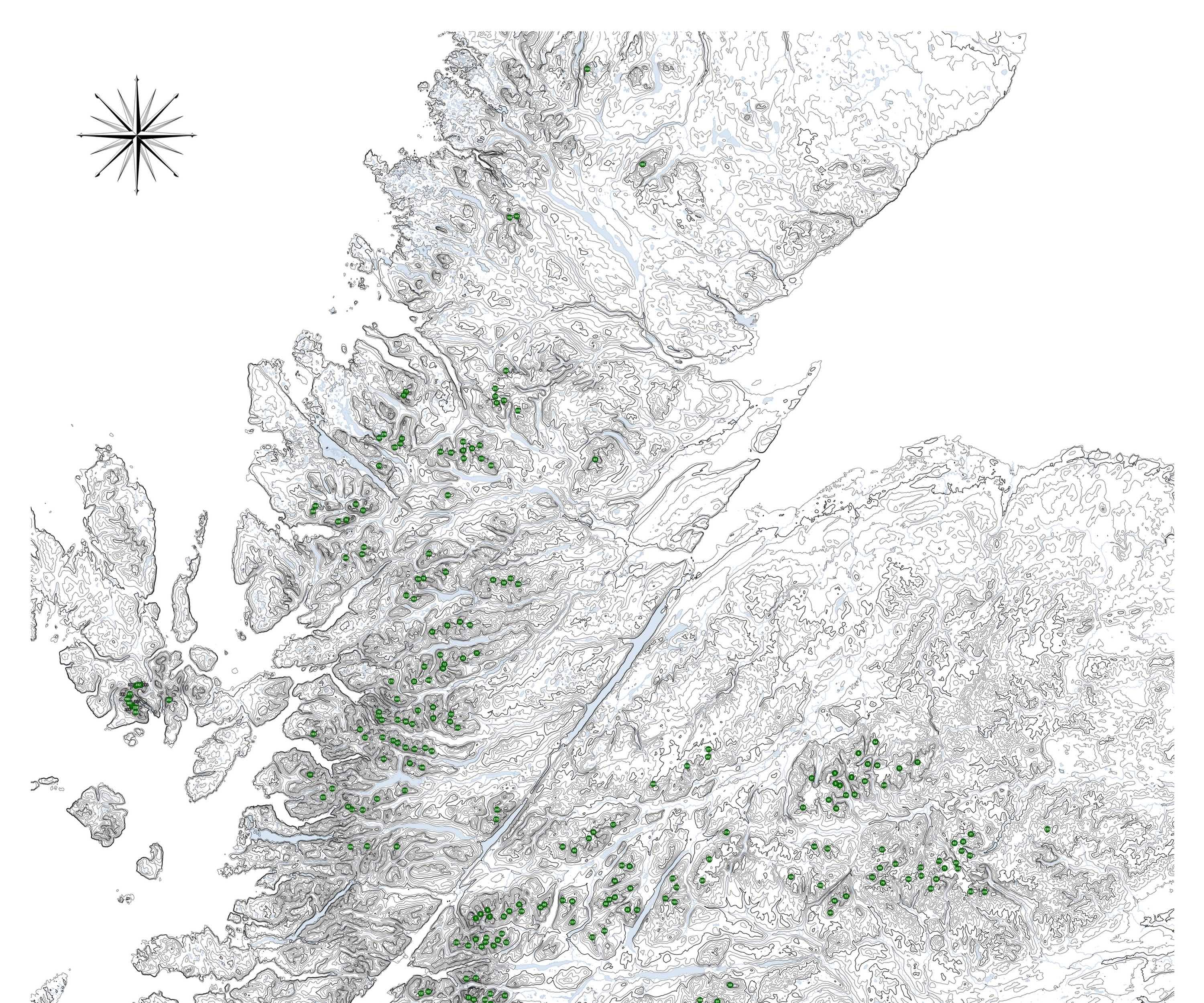 Munro Bagging Tracker Poster - Map of 282 Munro Mountains in Scotland ...