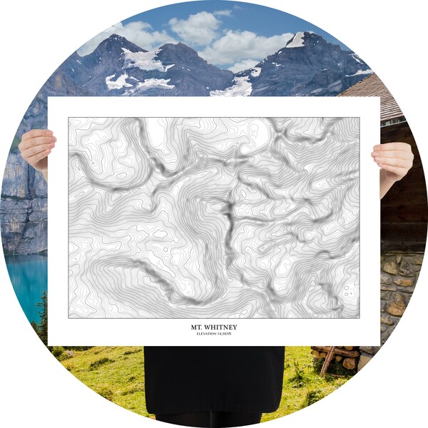 Topo Map Art Mt Whitney - Etsy