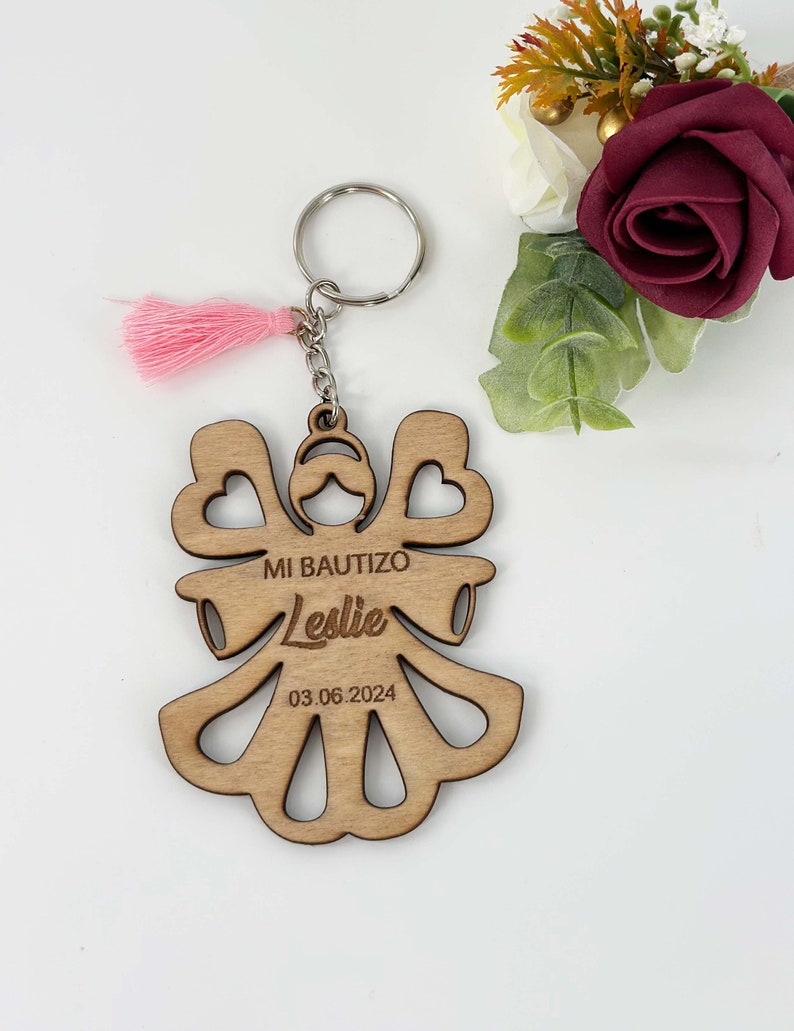 Custom Angel Baptism Keychains, KEYCHAIN With Angels, Custom Engraved ...