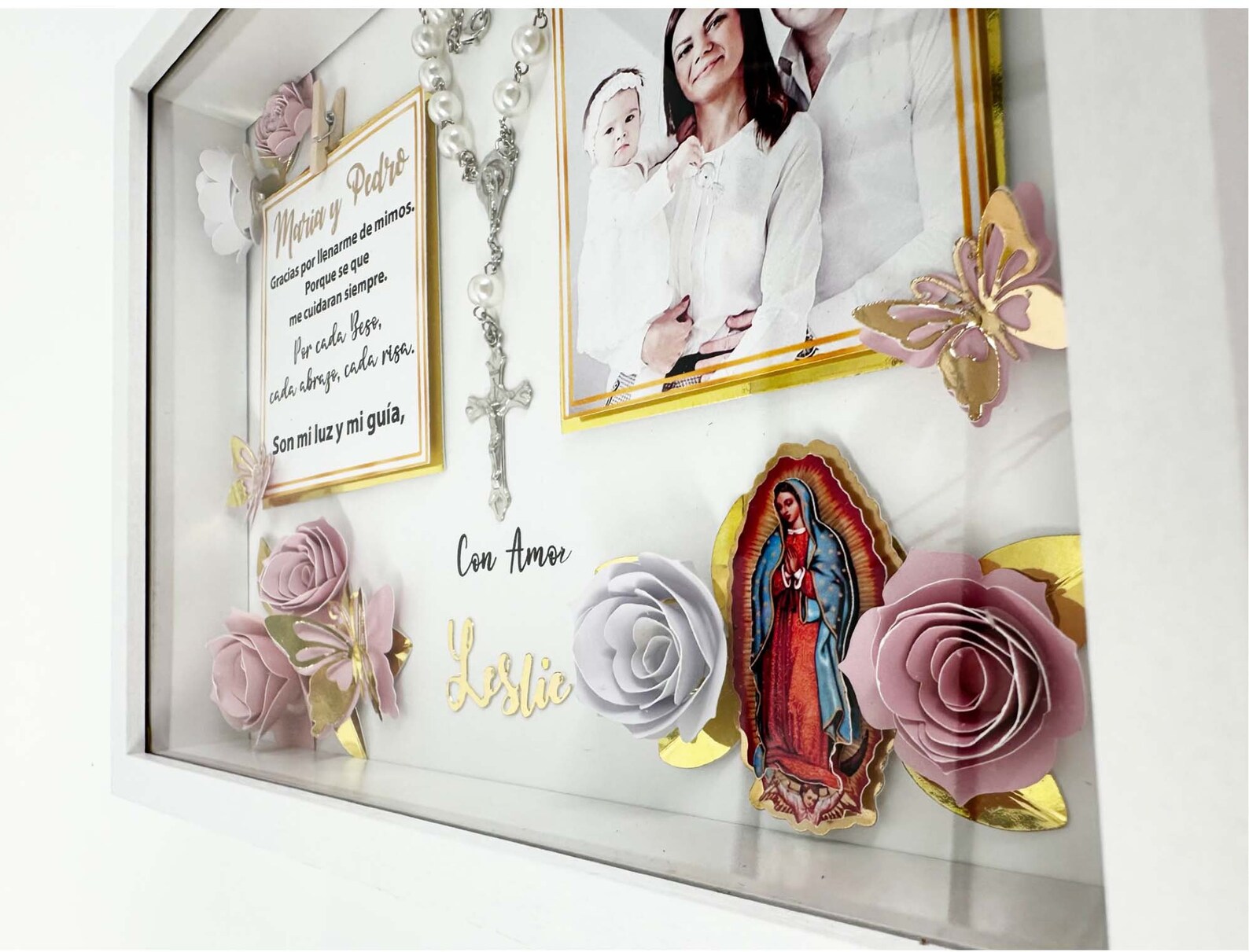 Personalized Godparent Baptism Shadow Box, Virgen De Guadalupe - Etsy