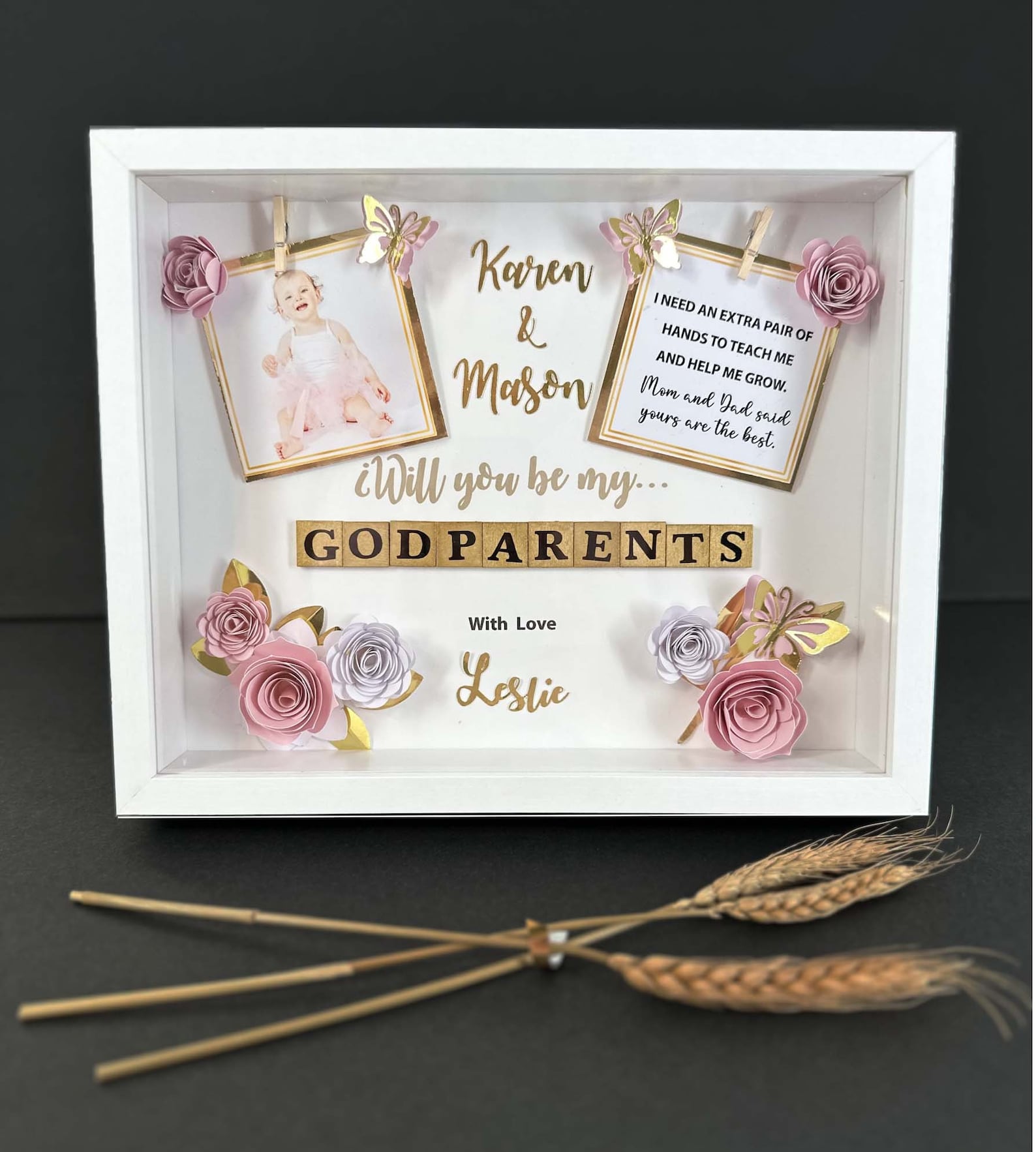 Personalized Godparent Proposal Shadow Box, Custom Baby Photo Keepsake ...