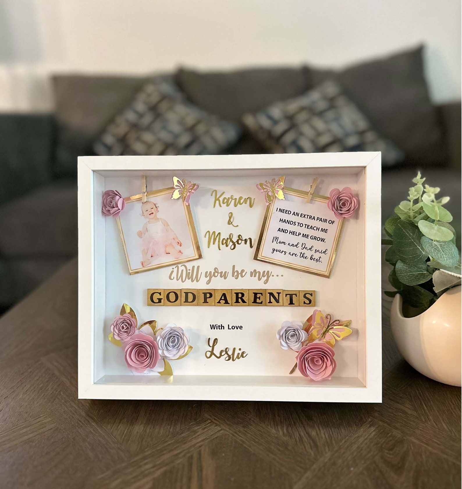 Personalized Godparent Proposal Shadow Box, Custom Baby Photo Keepsake ...