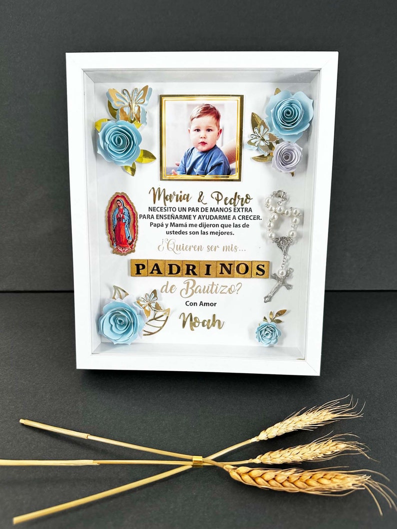 Godparent Proposal Shadow Box, Baptism Keepsake With Photo - Etsy