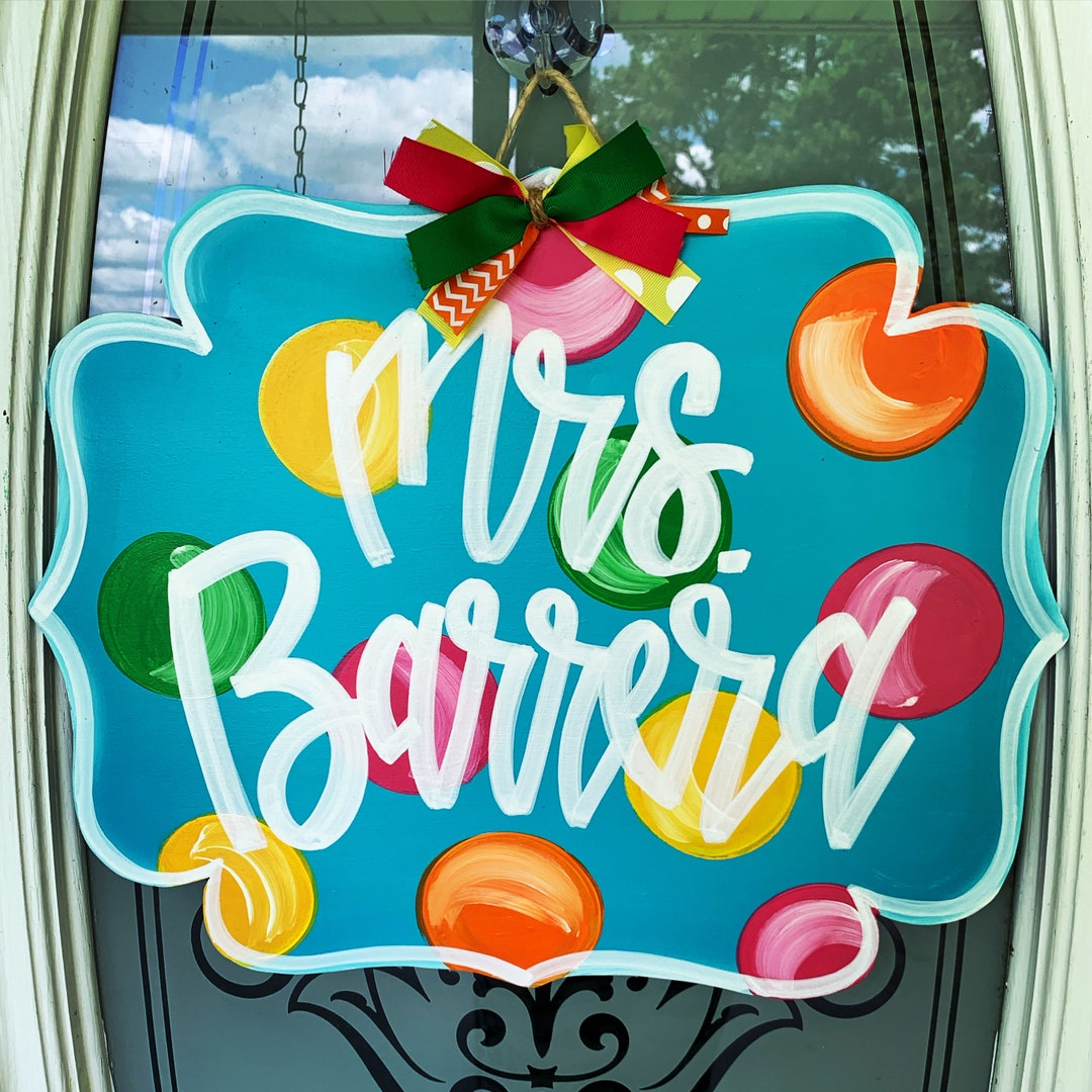 School Teacher Polka Dot Door Hanger Teacher Gift - Etsy