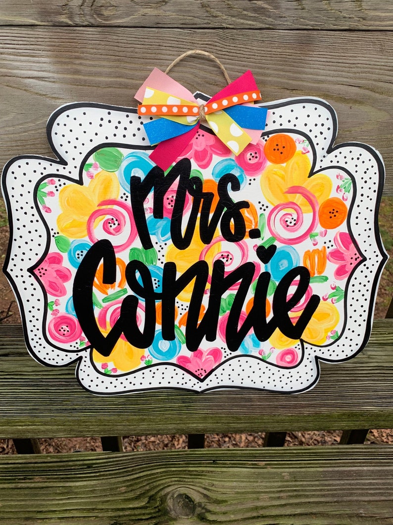 School Teacher Polka Dot Flower Door Hanger Teacher Gift - Etsy