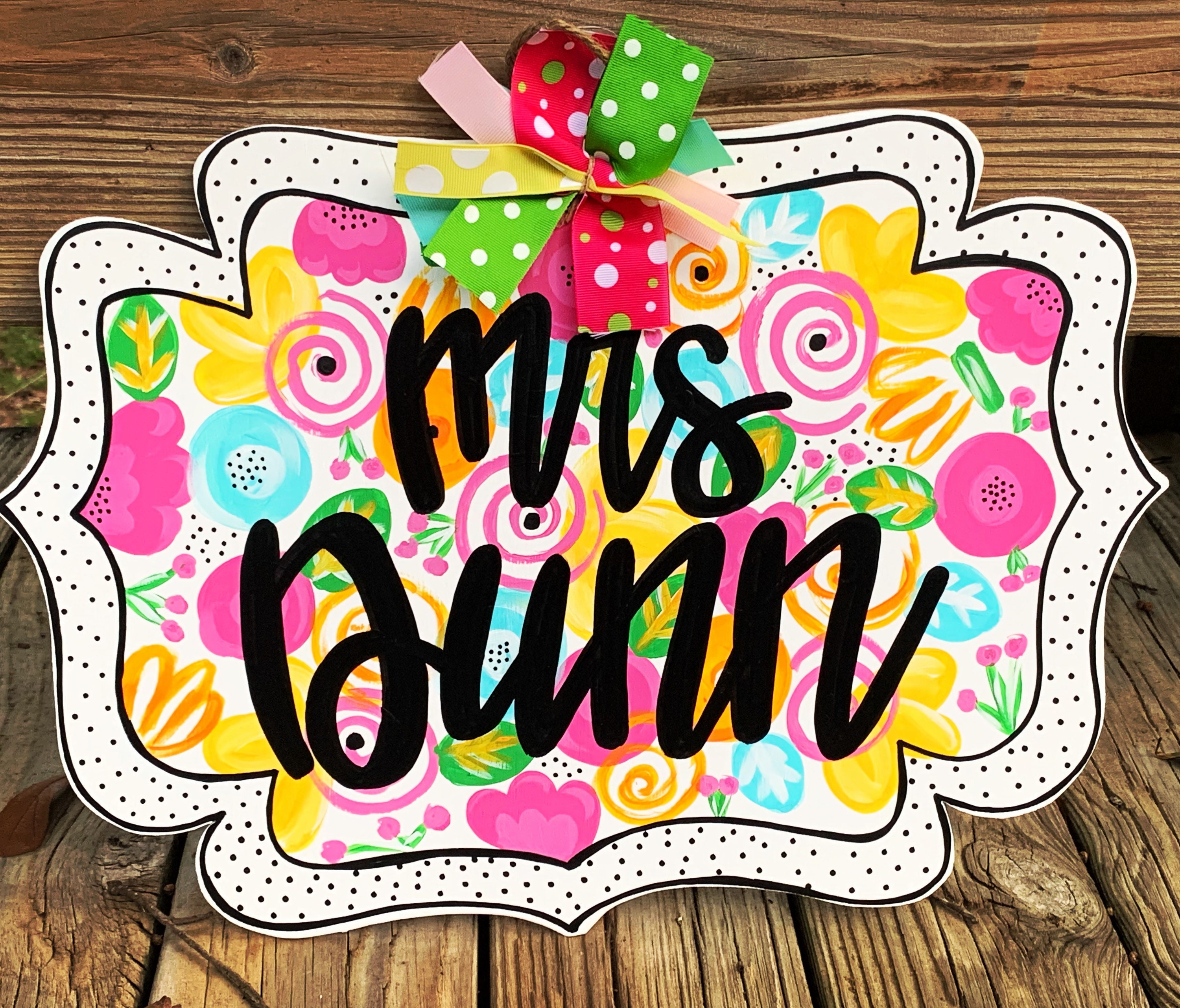 School Teacher Polka Dot Flower Door Hanger Teacher Gift - Etsy