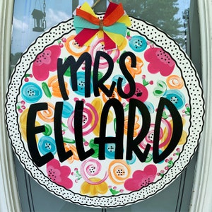 Spring Flower Door Hanger Teacher Sign - Etsy