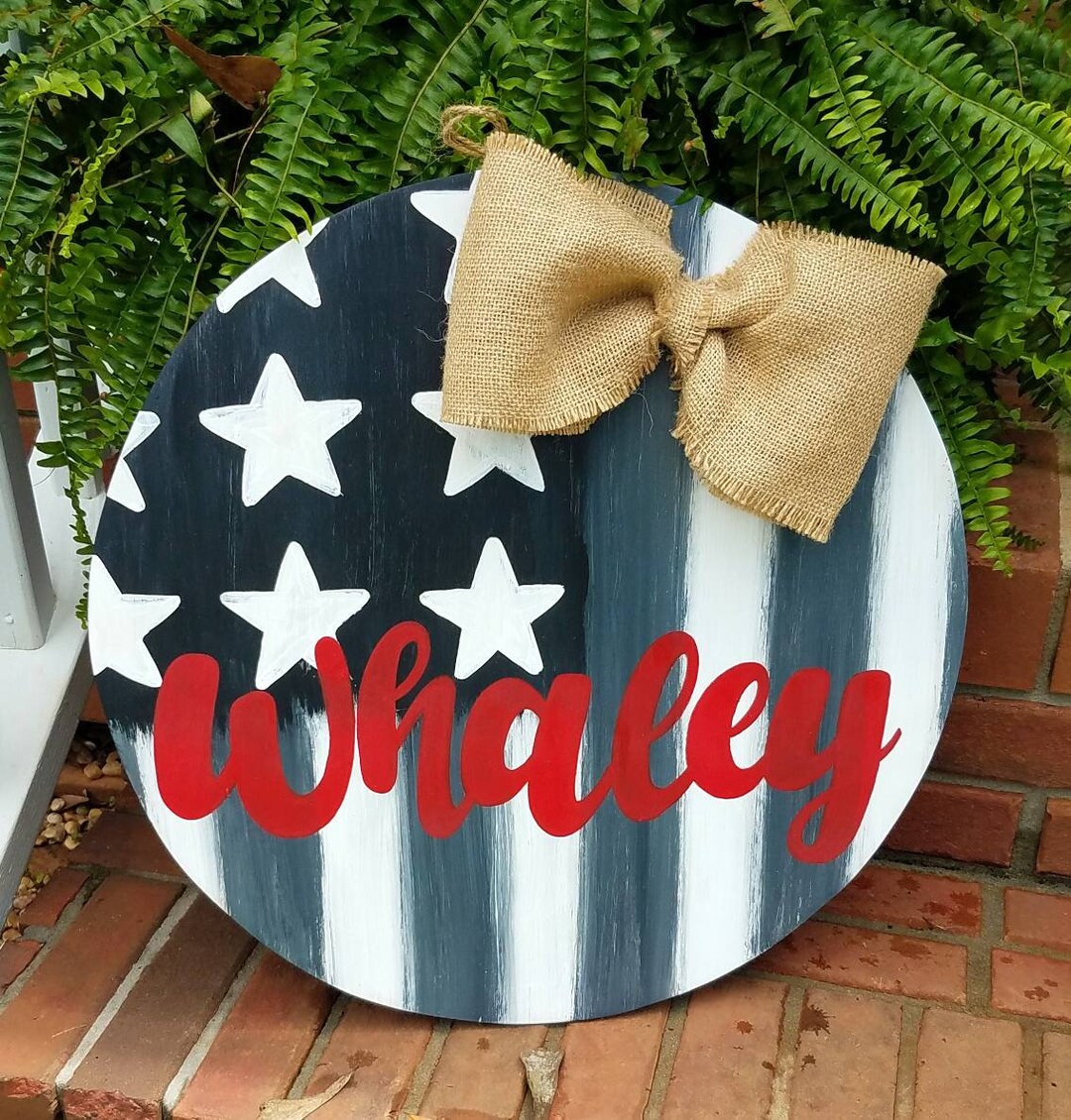 American Flag Door Hanger Sign - Etsy