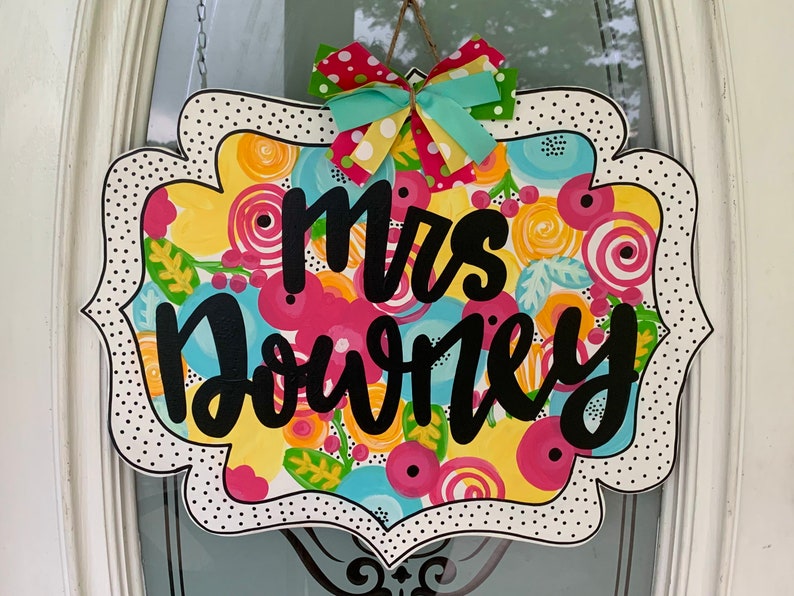 School Teacher Polka Dot Flower Door Hanger Teacher Gift - Etsy