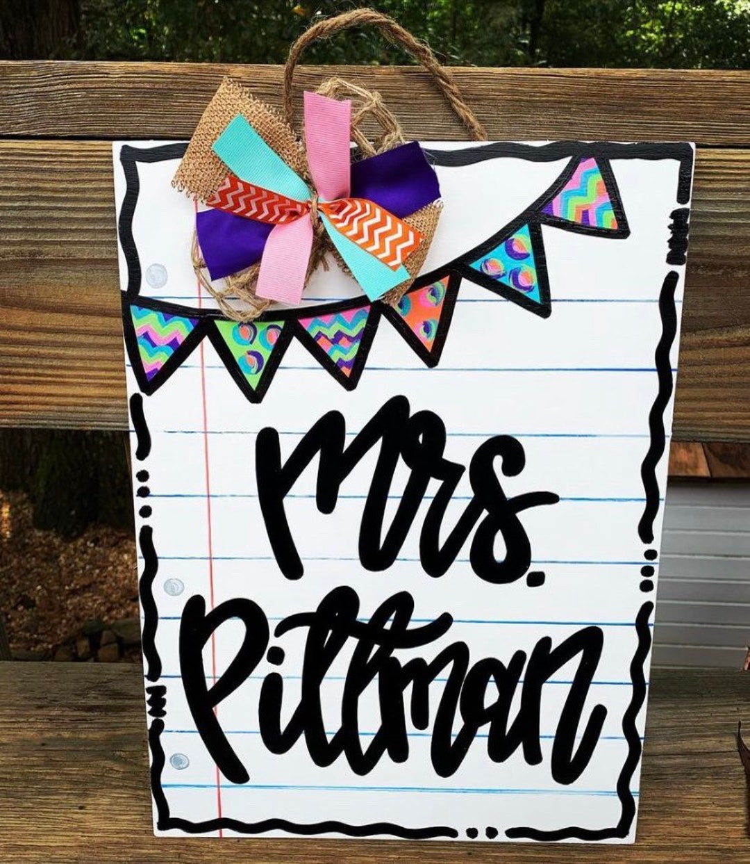 Back to School Notebook Paper Door Hanger Personalized Teacher Gift. - Etsy