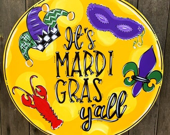 Mardi Gras, Jester, Fleur De Lis, Mask, Parade, Door Hanger - Etsy