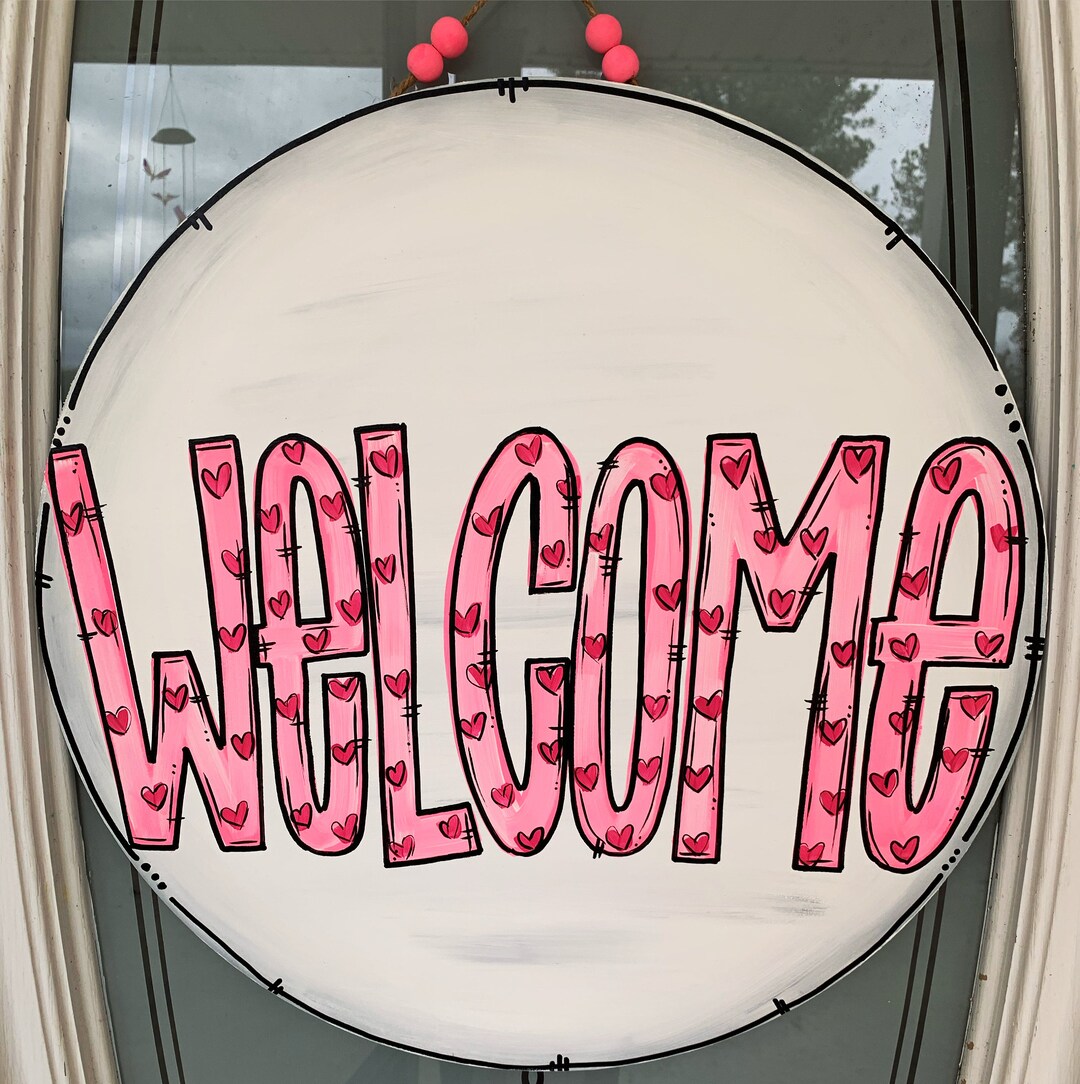 Welcome Valentine’s Door Hanger Sign - Etsy