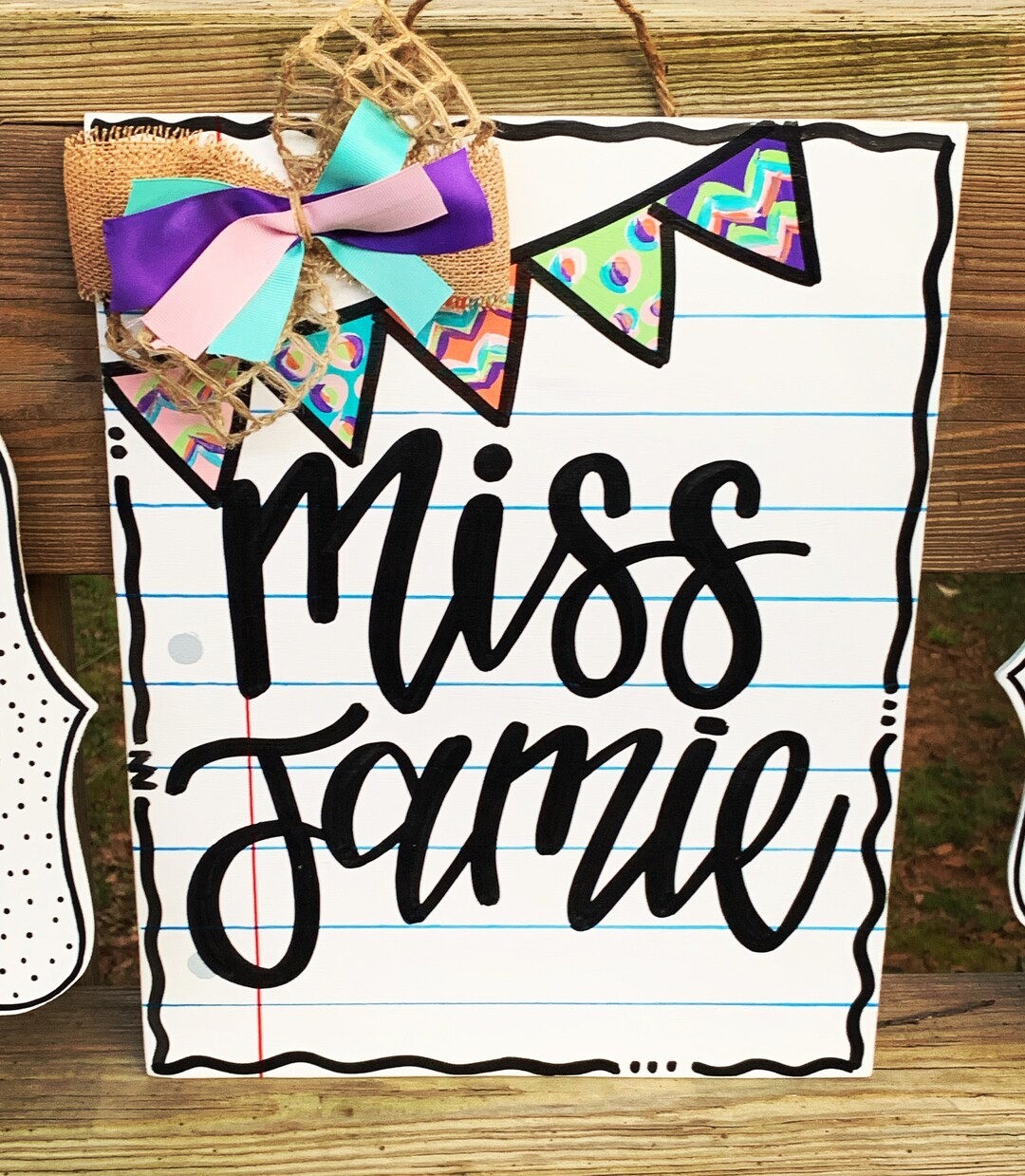 Back to School Notebook Paper Door Hanger Personalized Teacher - Etsy