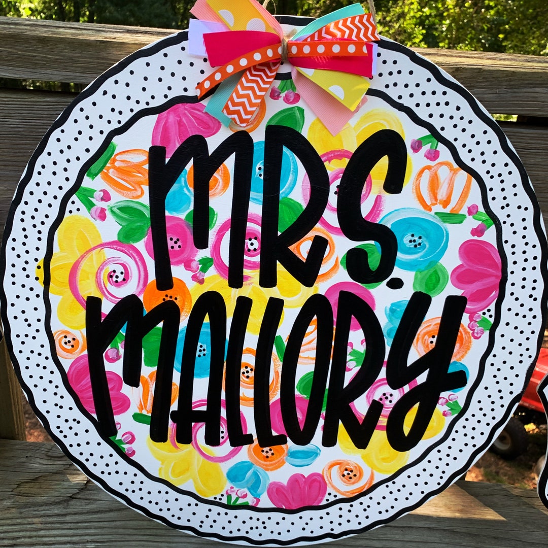 Spring Flower Door Hanger Teacher Sign - Etsy