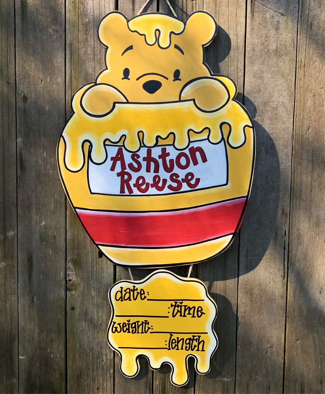 Pooh Bear Baby Door Hanger Sign - Etsy