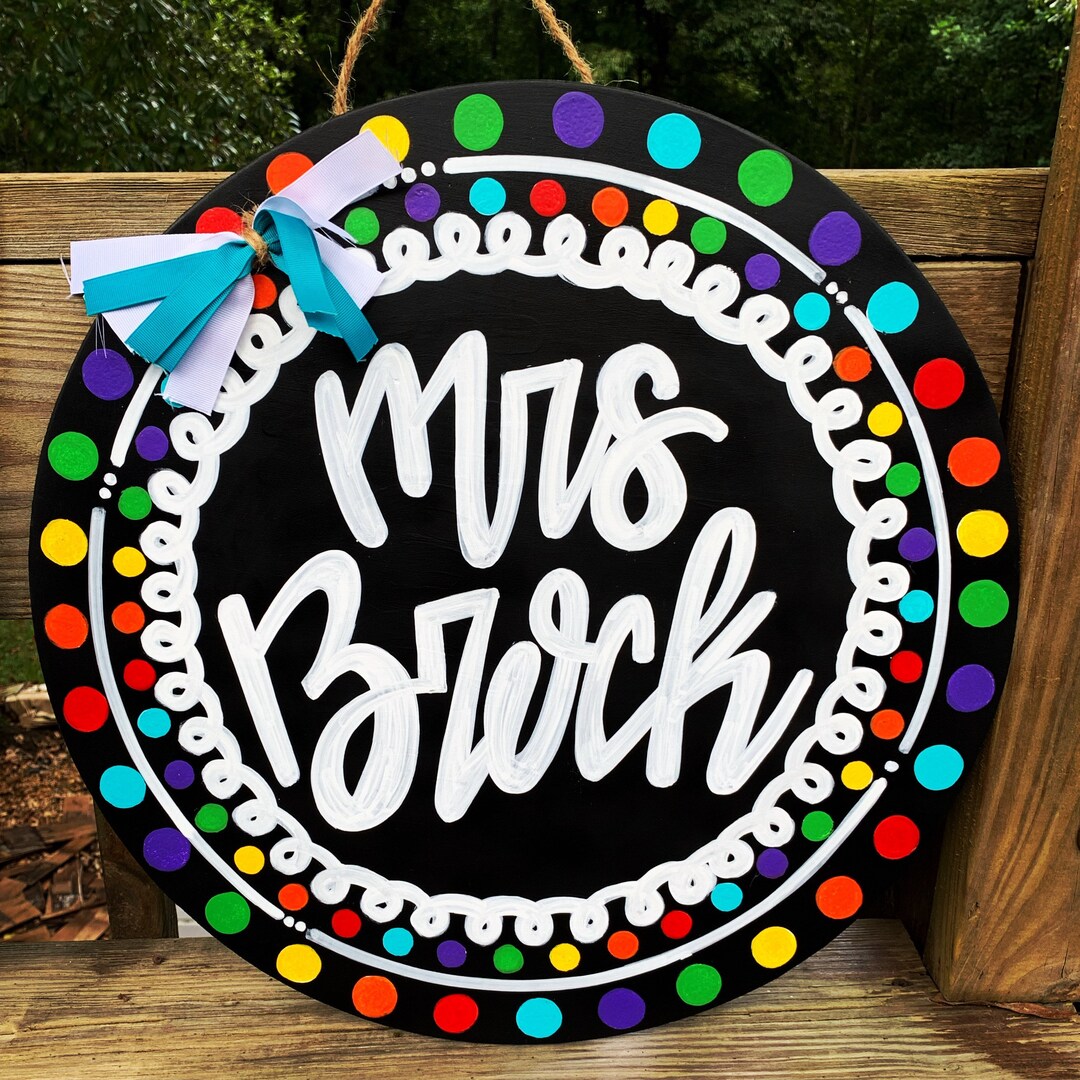 School Teacher Polka Dot Door Hanger Teacher Gift - Etsy