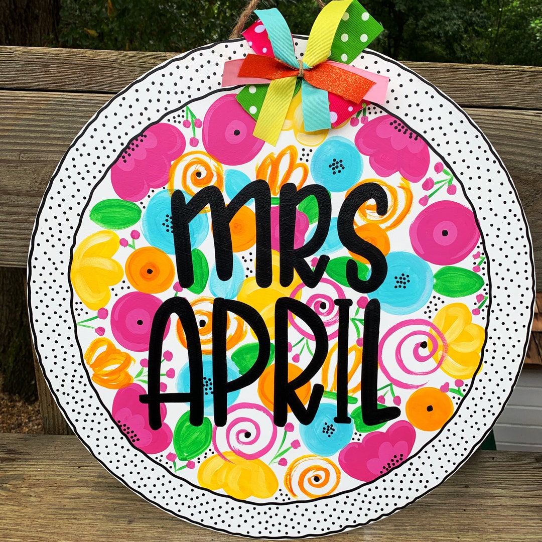 Spring Flower Door Hanger Teacher Sign - Etsy