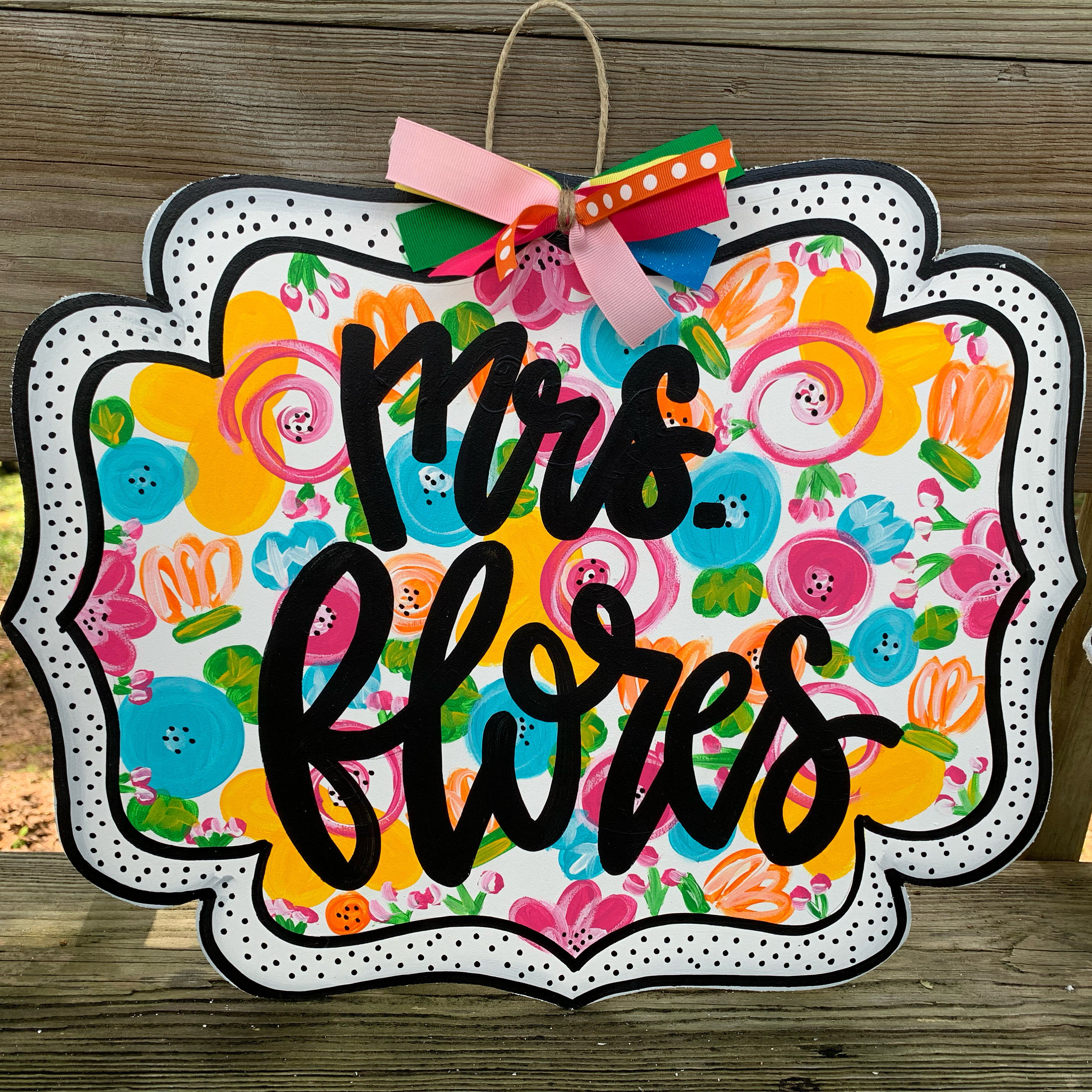 School Teacher Polka Dot Flower Door Hanger Teacher Gift - Etsy