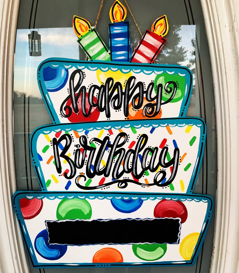 Birthday Cake Door Hanger With Chalkboard Area - Etsy