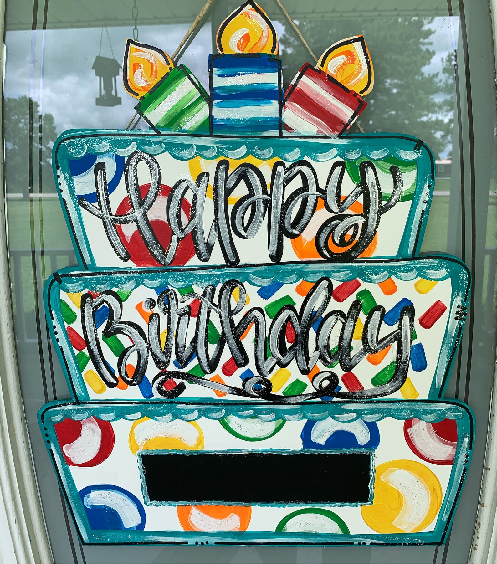 Birthday Cake Door Hanger With Chalkboard Area - Etsy