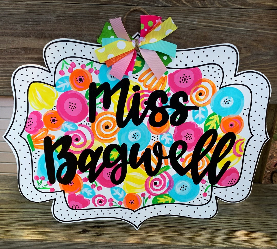 School Teacher Polka Dot Flower Door Hanger Teacher Gift - Etsy