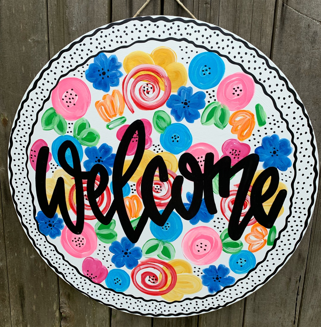 Welcome Door Hanger Sign - Etsy