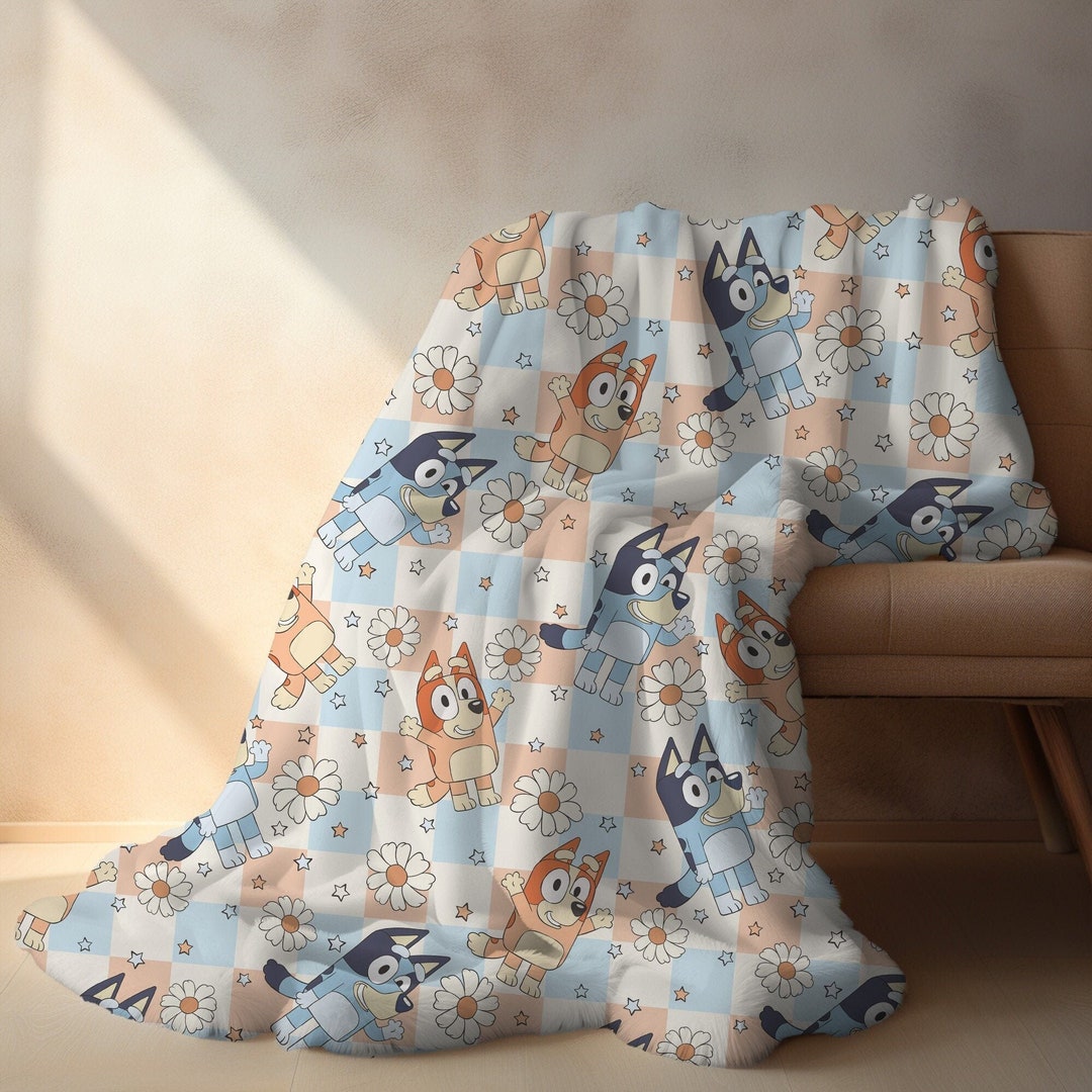Boho Bluey and Bingo Fleece Blanket Bluey Xmas Blanket Bluey - Etsy