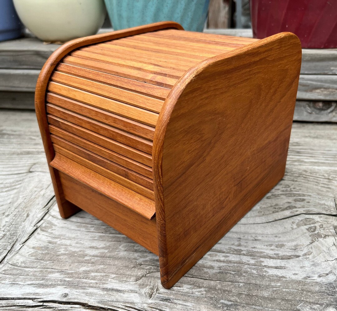Teak Tambour Box Designed in California - Etsy