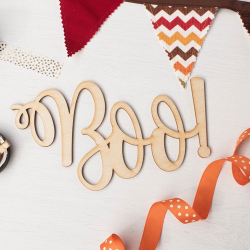 Boo Word Unfinished Wood Cutout Shape Laser Cut DIY Craft | Etsy