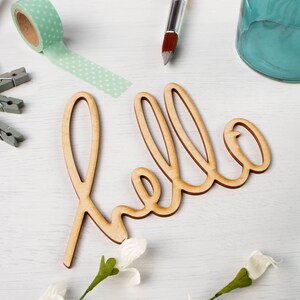 6 20 Hello Script Word Words for Wreath or Sign Hello Wood Decor ...