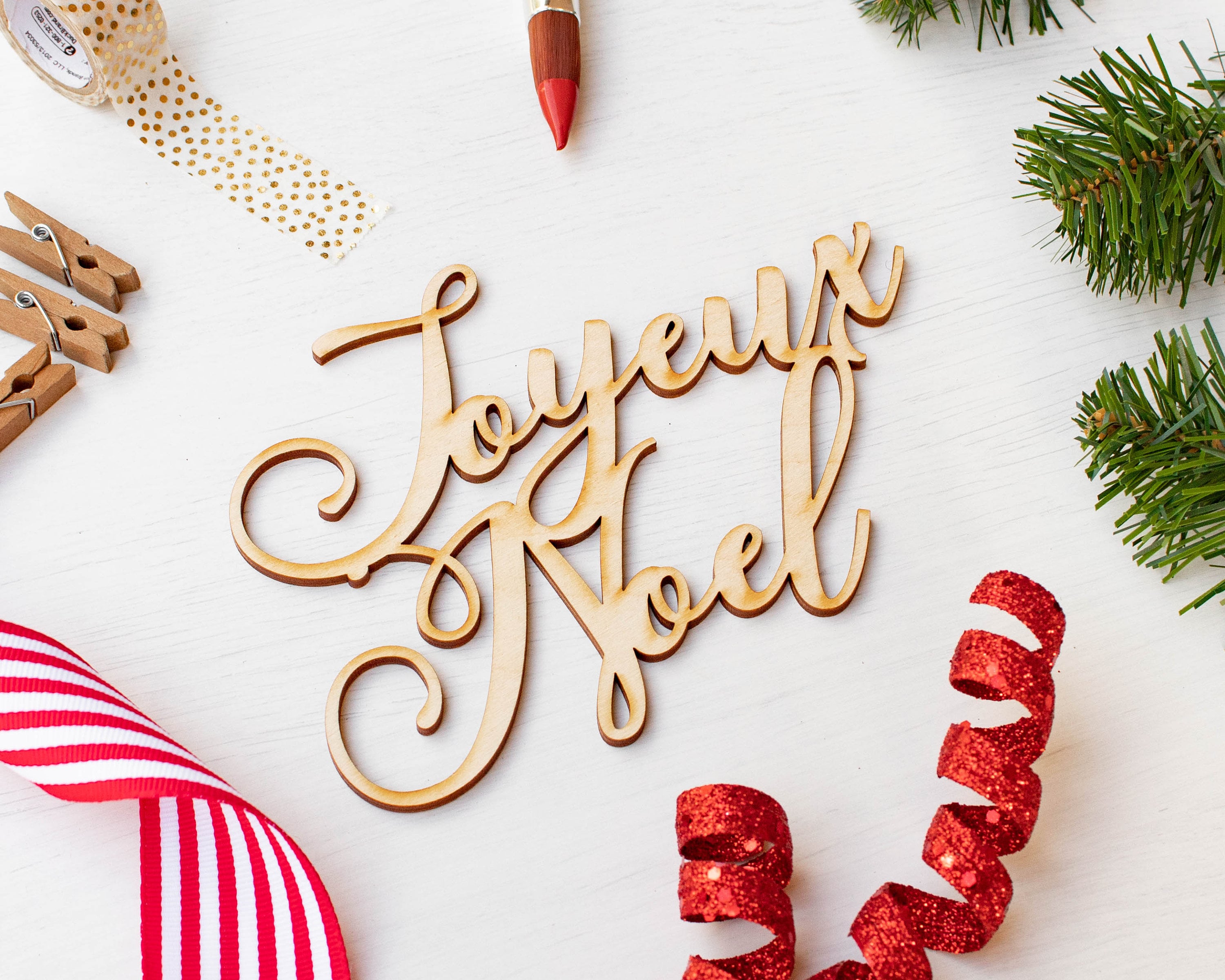Joyeux Noel Script Wood Word Cutout French Christmas Laser - Etsy UK