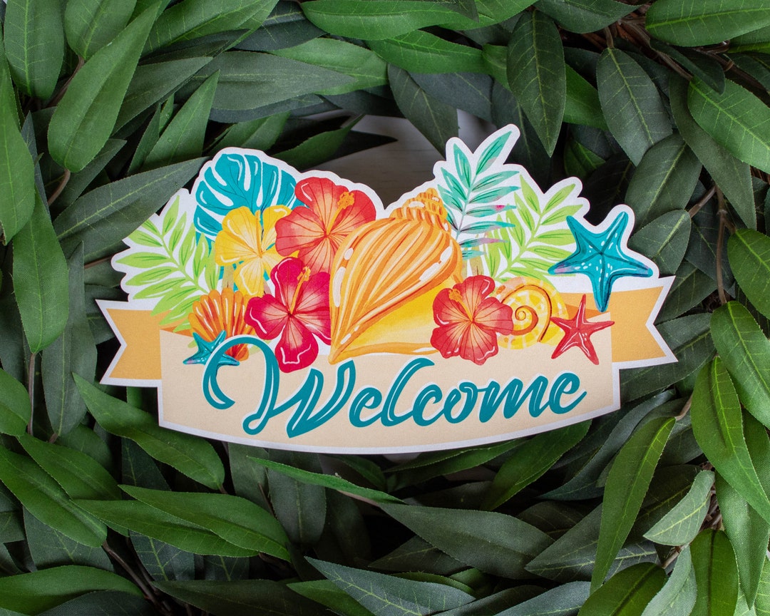 Beach Welcome Wreath Sign Tropical Wreath Sign Craft - Etsy