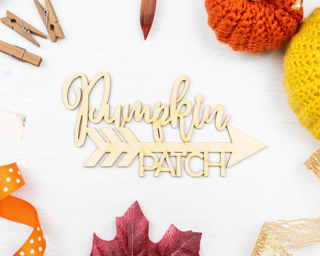Pumpkin Patch Arrow Wood Word Cutout Fall Farmhouse Decor Thanksgiving ...