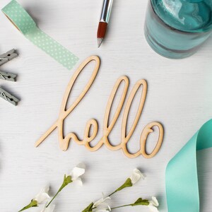 6 20 Hello Script Word Words for Wreath or Sign Hello Wood Decor ...