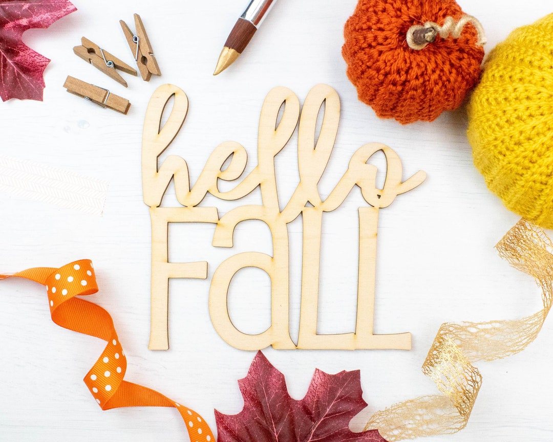 Hello Fall Wood Cutout Fall Wreath or Sign Accent Raised - Etsy