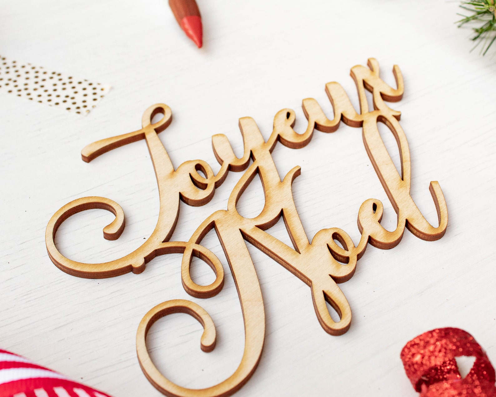 Joyeux Noel Script Wood Word Cutout French Christmas Laser - Etsy UK