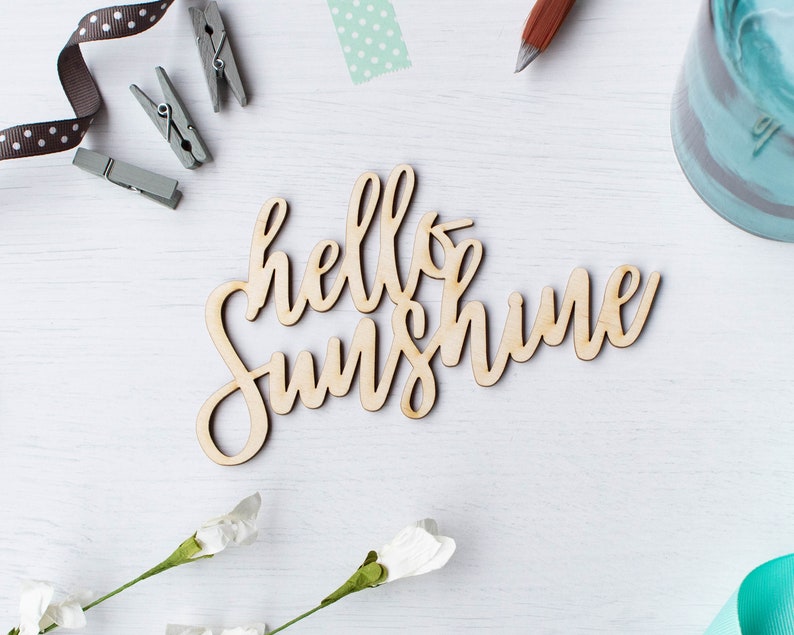 Hello Sunshine Script Word Cutout Letras de madera - Etsy España