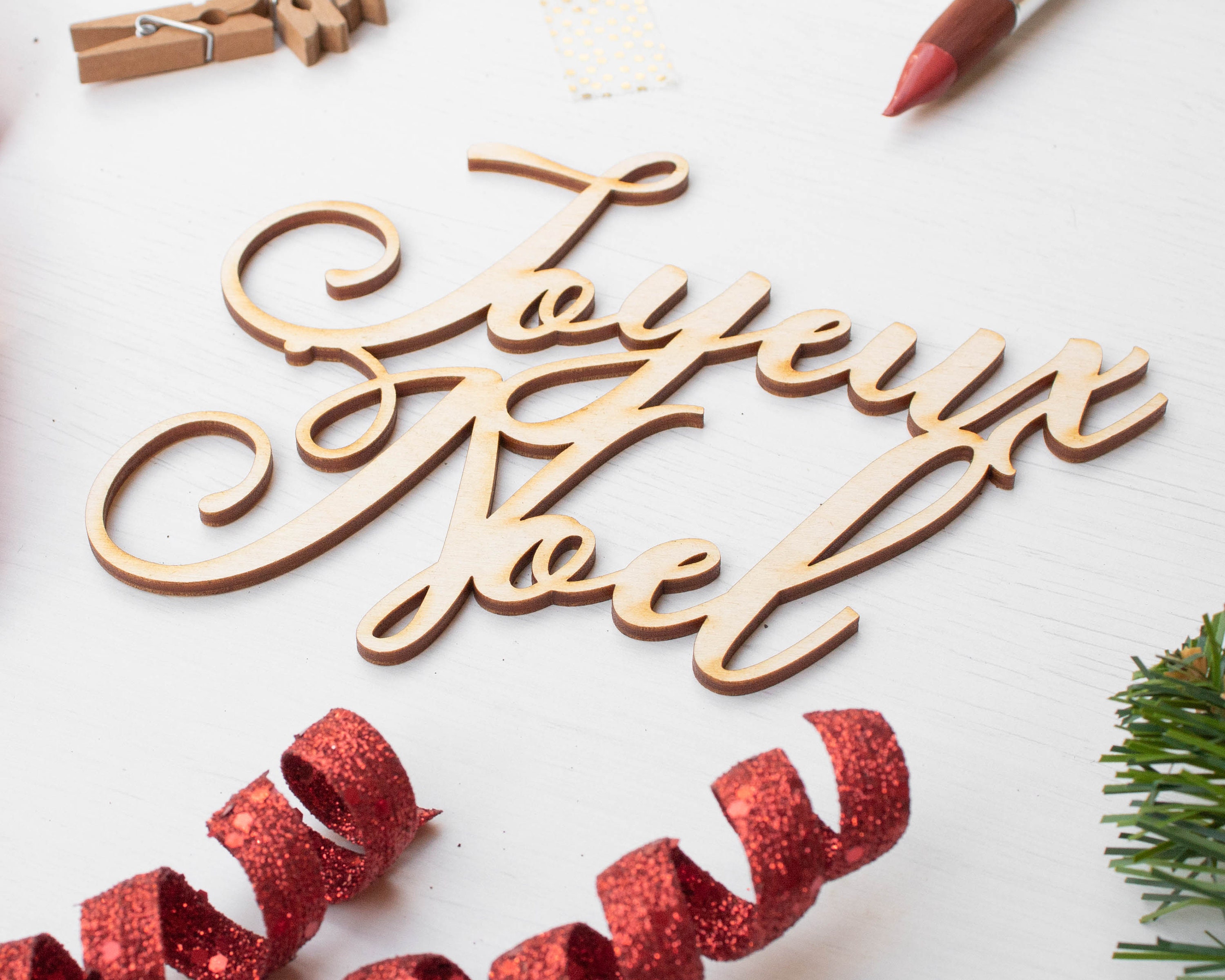 Joyeux Noel Script Wood Word Cutout French Christmas Laser - Etsy UK