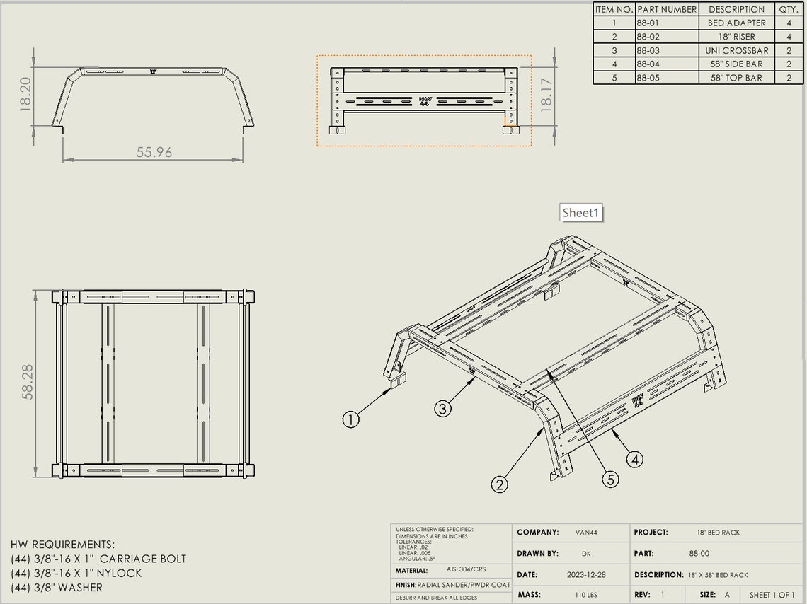 6' Bed Universal Off-road Bed Rack - Build Files - Etsy