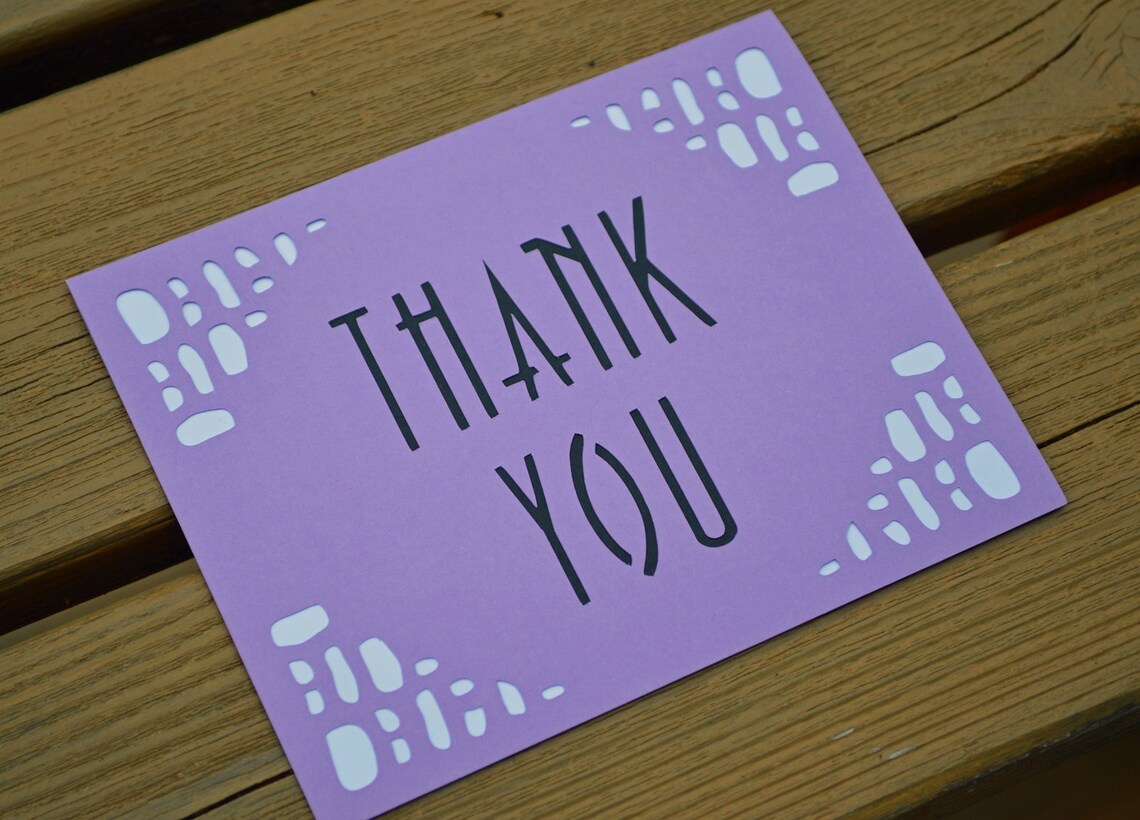 Purple Thank You Card - Etsy