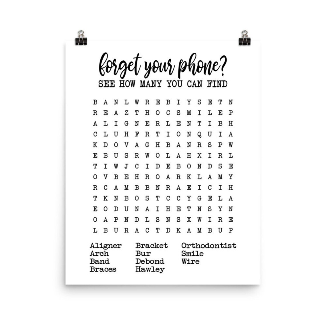 Orthodontist Word Find Poster Wall Art for Orthodontist - Etsy