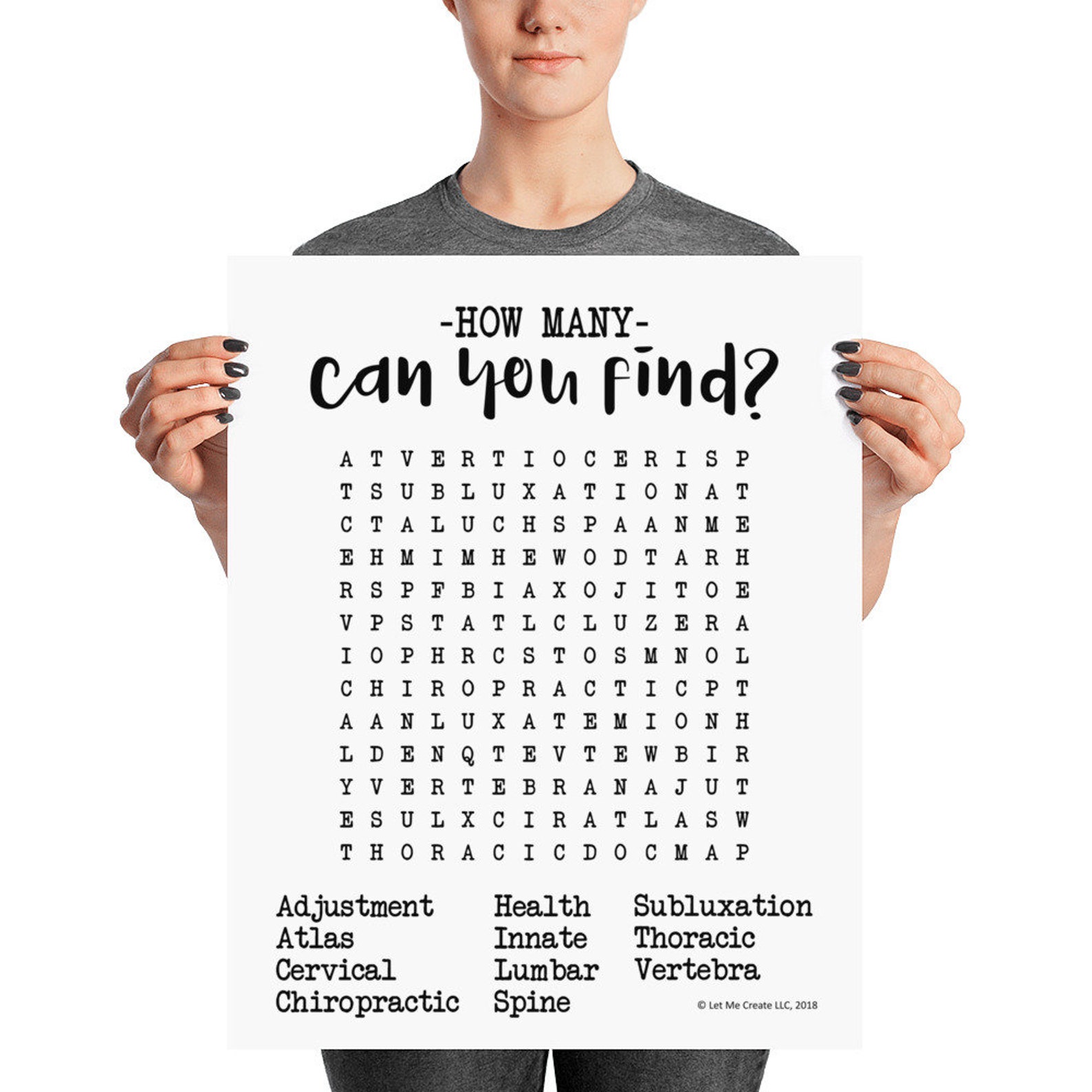 Chiropractic Word Search Poster Chiropractic Art | Etsy