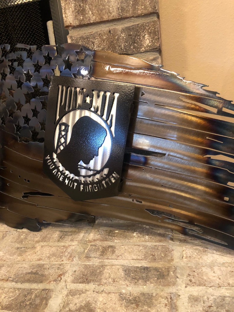 Tattered American Flag POW / MIA Edition Metal Flag Metal - Etsy