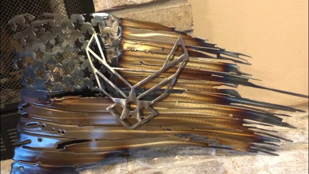 Tattered American Flag Air Force Metal Flag Metal Wall Art - Etsy