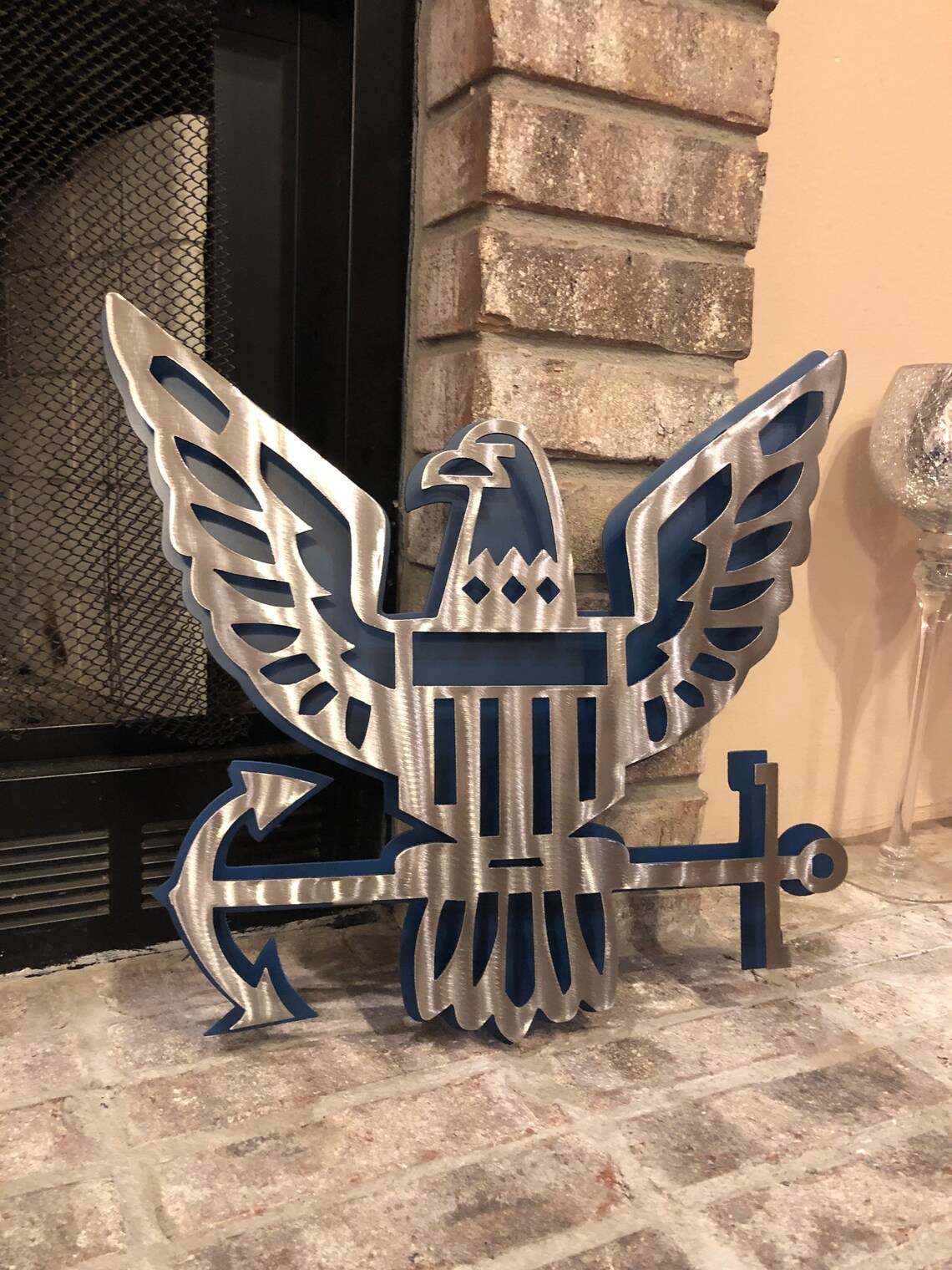 Navy, Navy Logo, Military, Metal Art, Metal Wall Art, Home Decor, Metal ...
