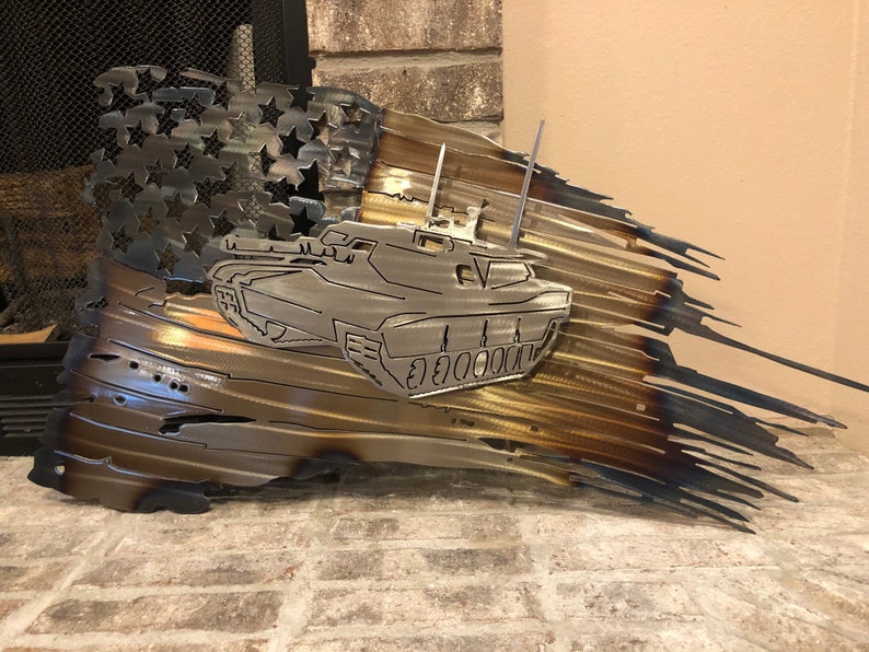 Abrams Tank Edition Tattered American Flag Metal Flag Metal - Etsy