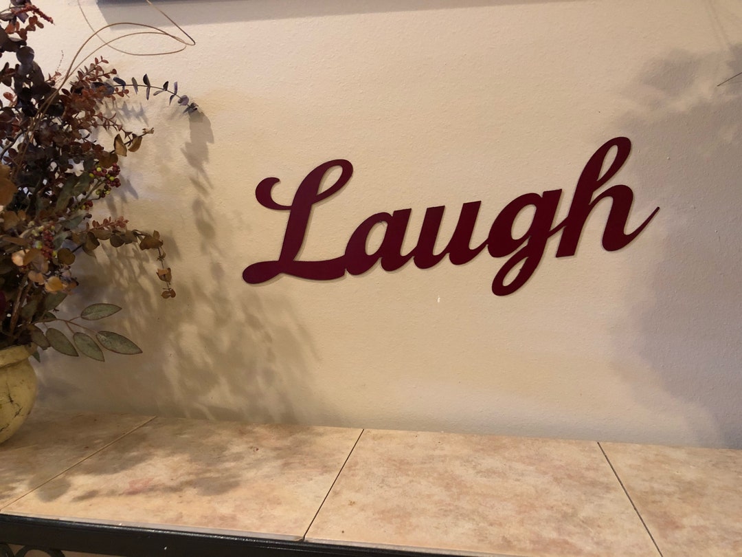 Laugh Sign, Metal Laugh Home Sign, Rustic Word Art Sign, Metal Wall Art ...