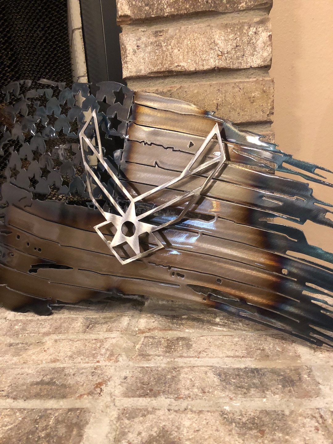 Tattered American Flag, Air Force, Metal Flag, Metal Wall Art, Home ...