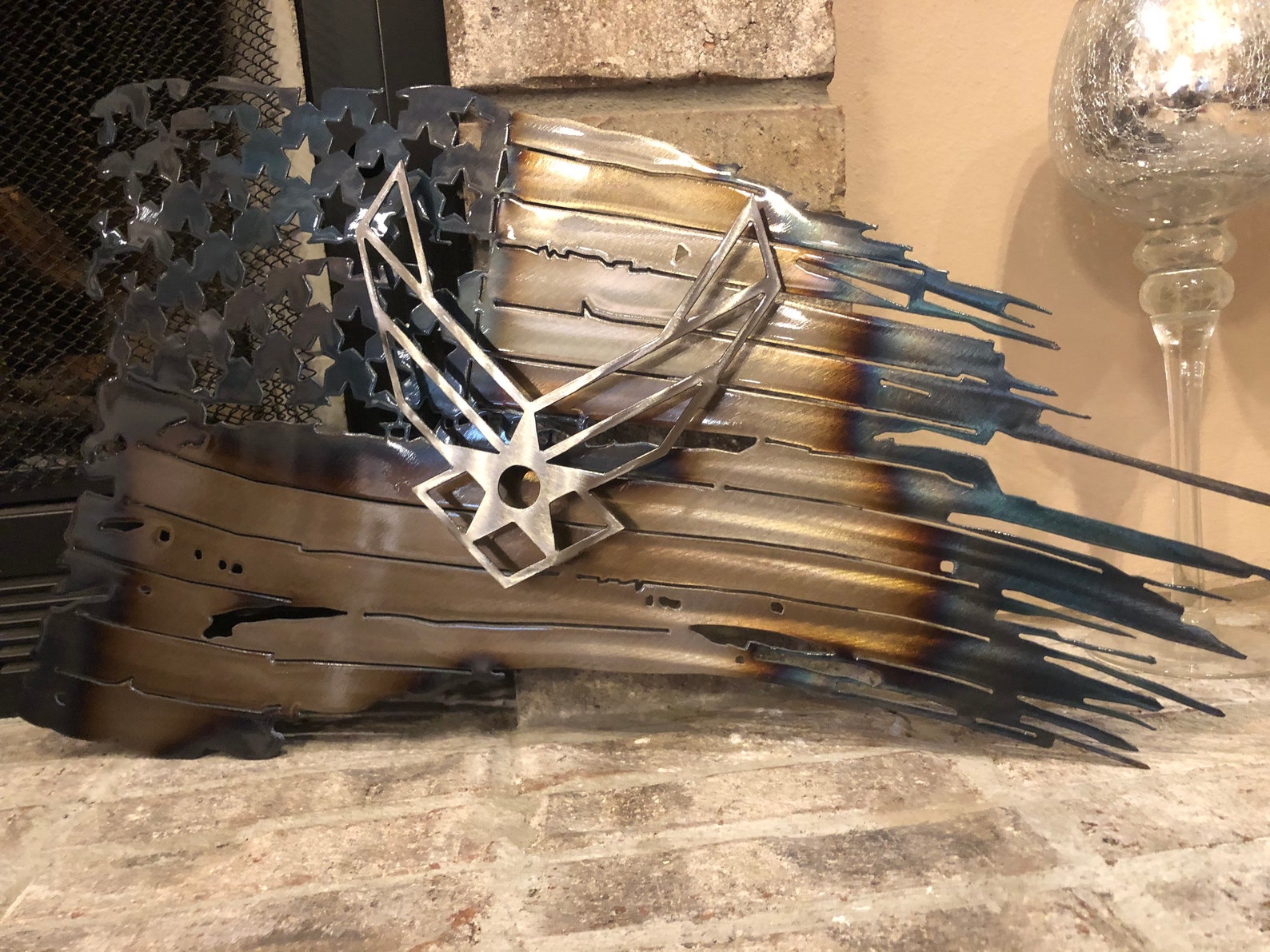 Tattered American Flag, Air Force, Metal Flag, Metal Wall Art, Home ...