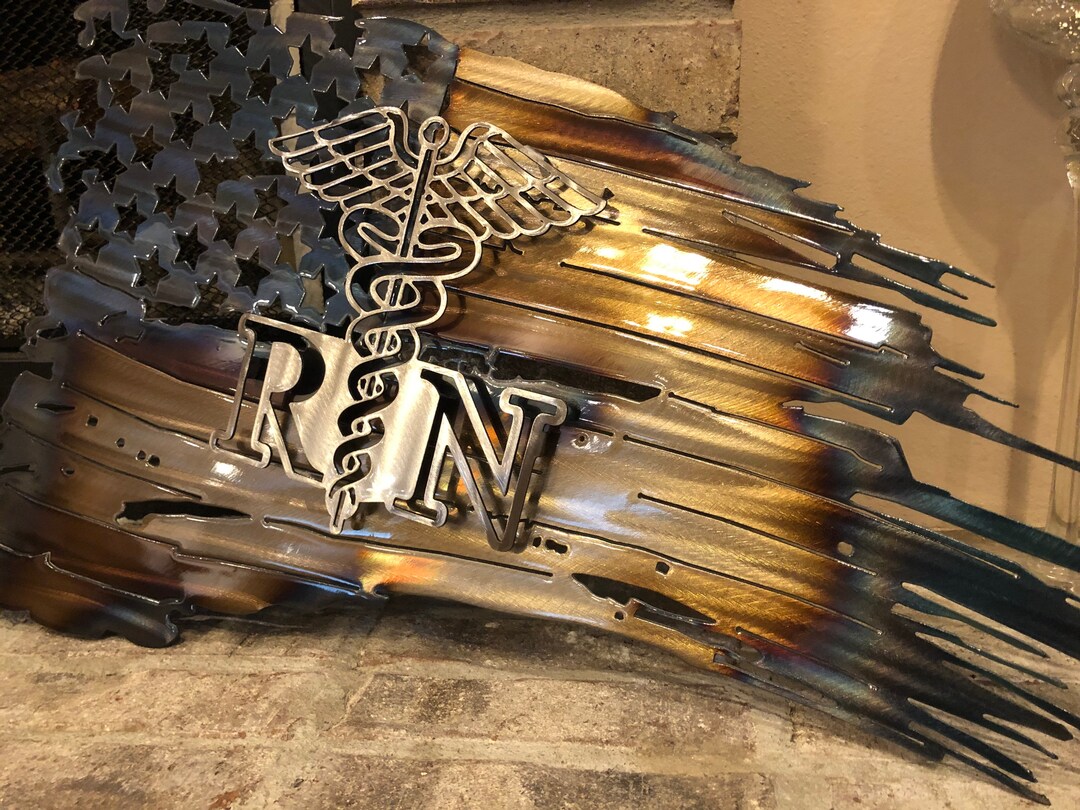 Tattered American Flag - RN Caduceus Edition - Etsy